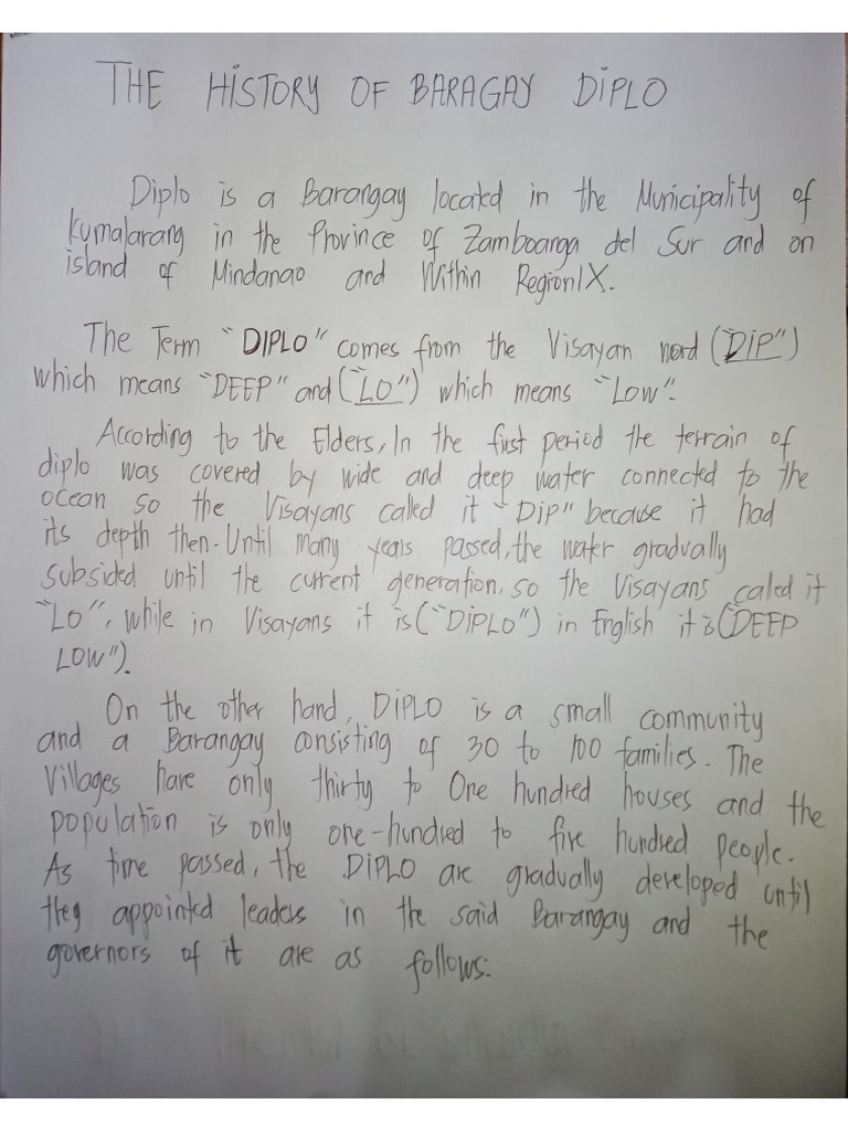 The History of Barangay Diplo | PDF