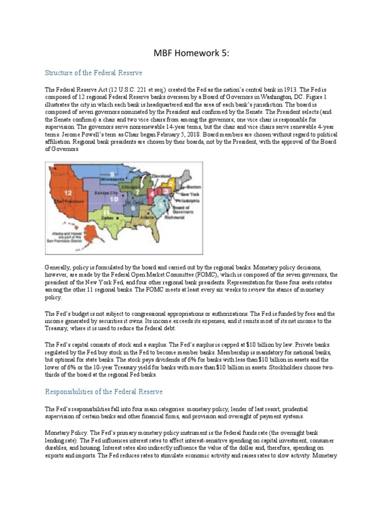 MBF Homework 5 | PDF | Federal Reserve | Monetary Policy