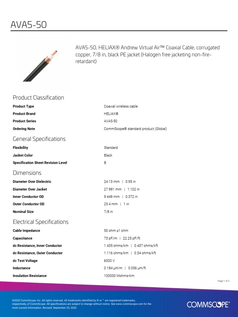 AVA5-50 Product Specification | PDF | Coaxial Cable | Electrical ...