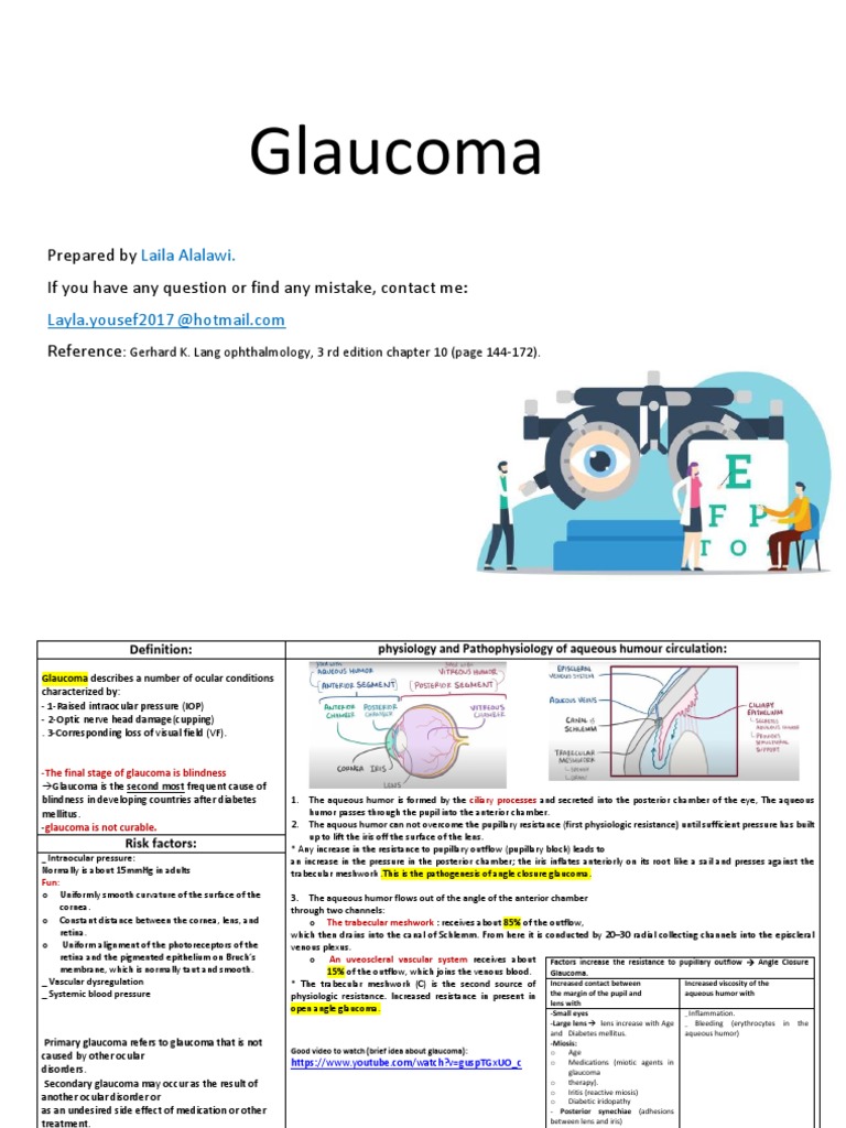 Glaucoma: Prepared by If You Have Any Question or Find Any Mistake, Contact Me | PDF | Glaucoma ...