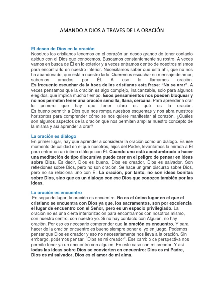Amando A Dios A Traves de La Oración | Descargar gratis PDF | Oración ...