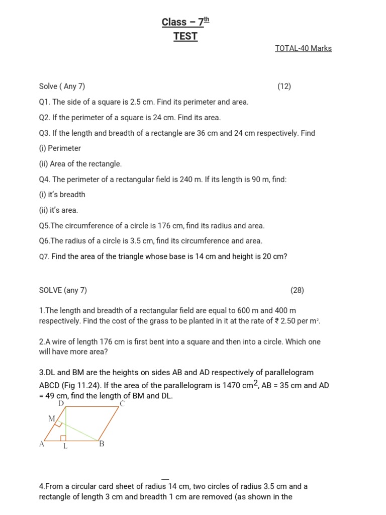 Class7th Test | PDF | Teaching Methods & Materials