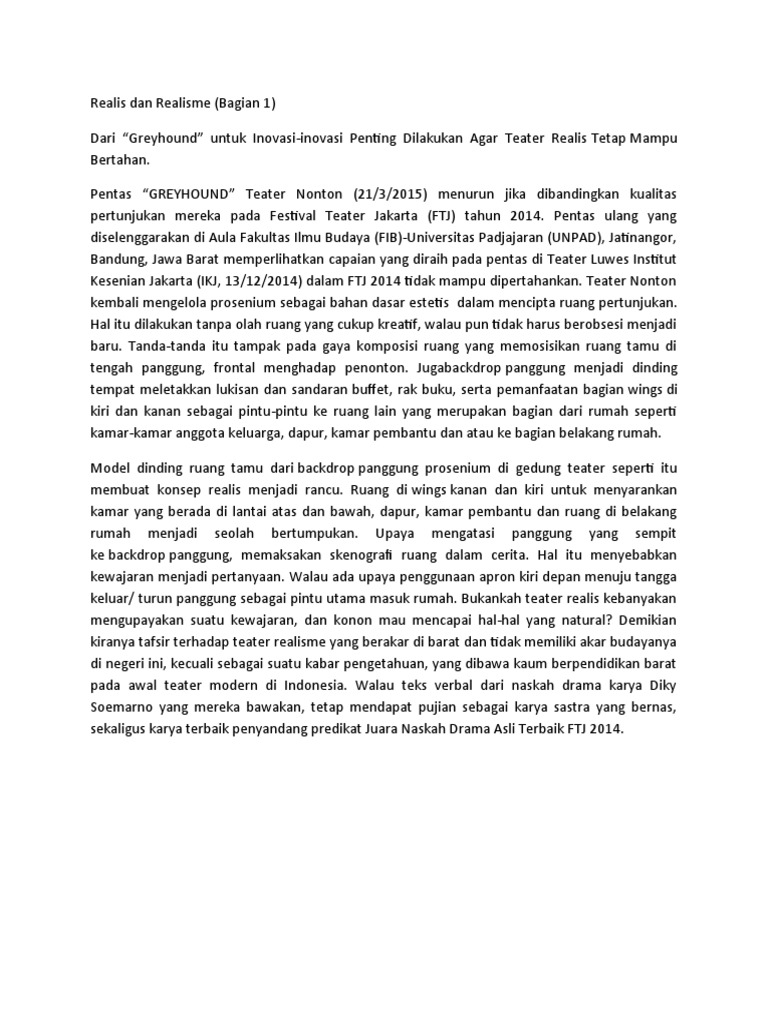 Inovasi dalam Teater Realis Modern | PDF | Seni
