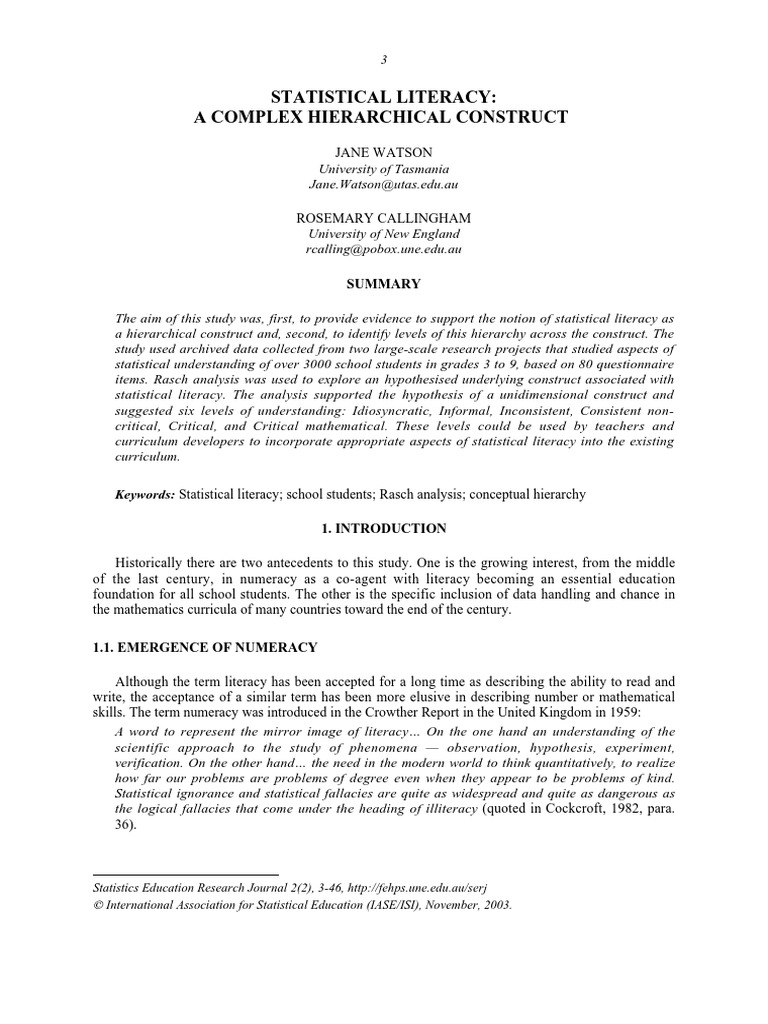 Watson Callingham (2003) | PDF | Validity (Statistics) | Statistics