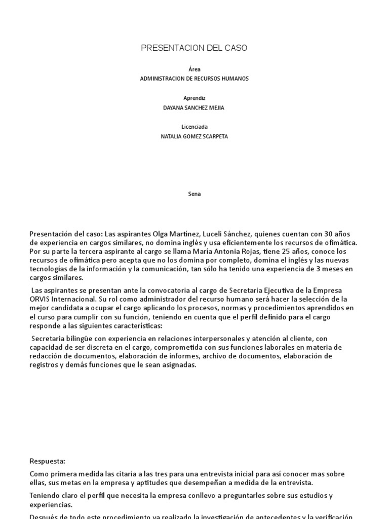 Presentacion Del Caso | PDF