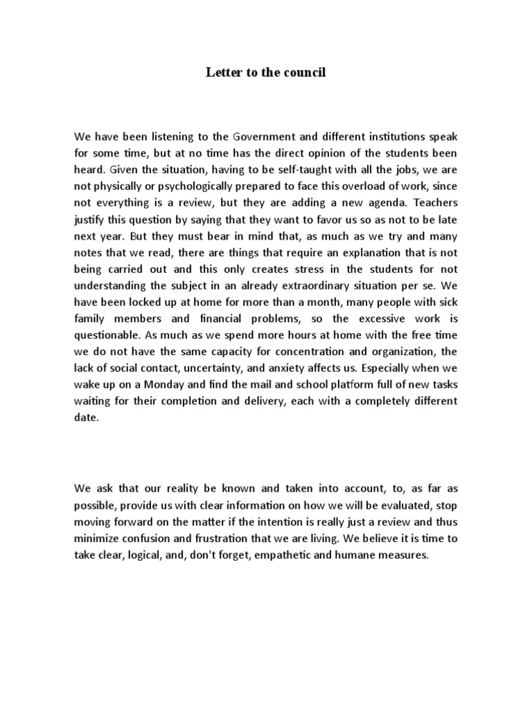 Letter To The Council | PDF