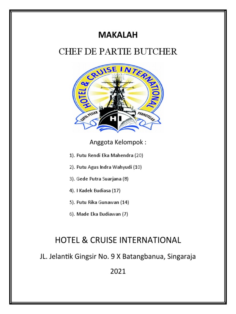 MAKALAH CHEF DE PARTIE BUTCHER | PDF