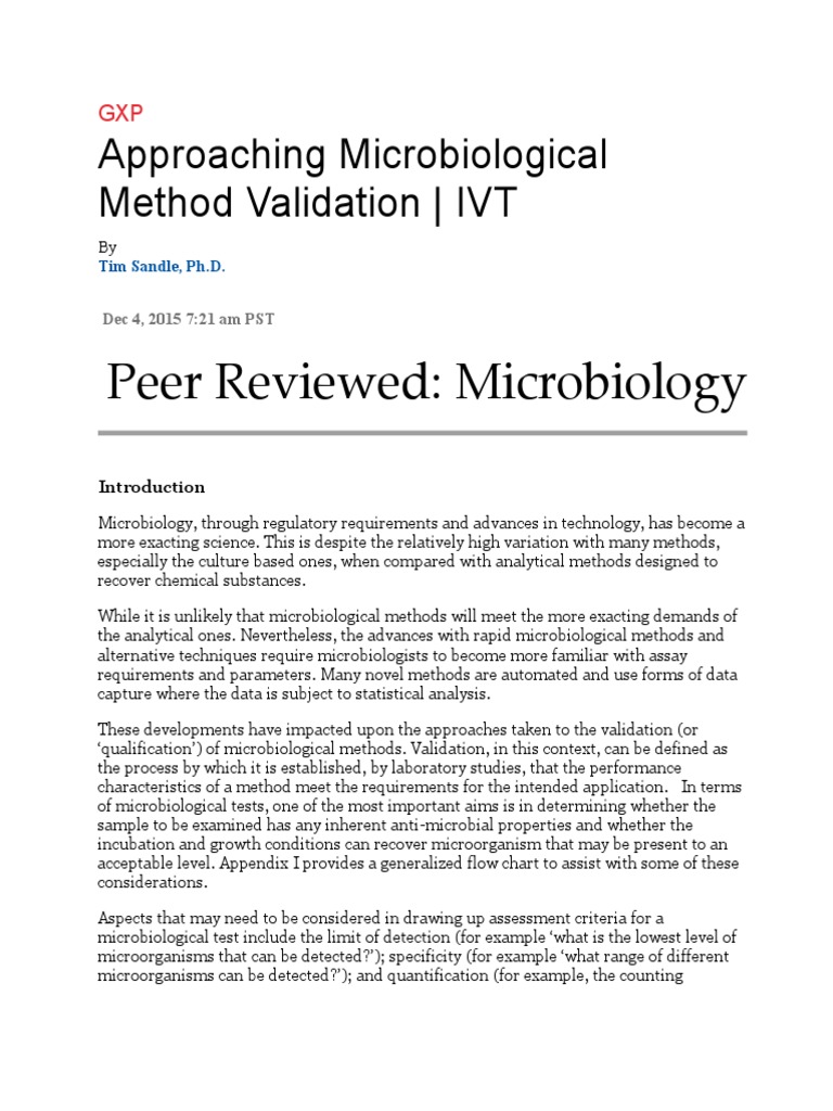 Approaching Microbiological Method Validation IVT | PDF | Colony ...