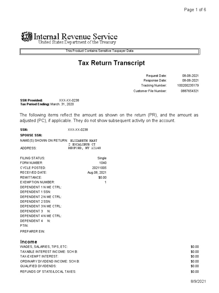 New Tax Return Transcript 2222 | PDF | Tax Deduction | Irs Tax Forms
