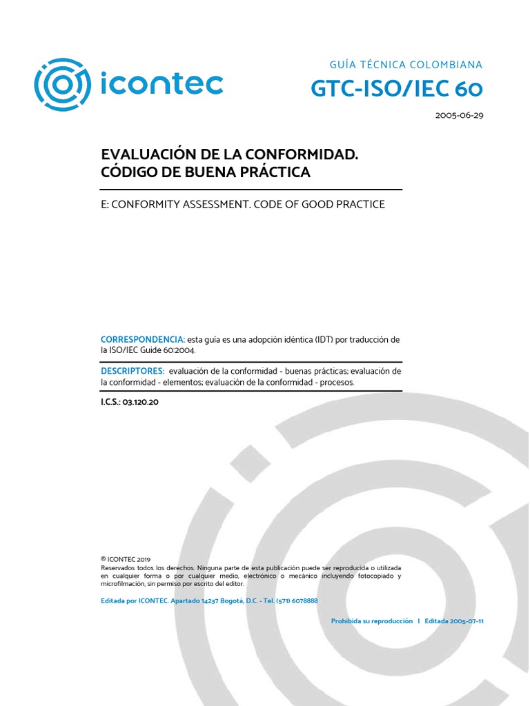 GTC Iso Iec 60 2005 | PDF | Organización internacional para la ...