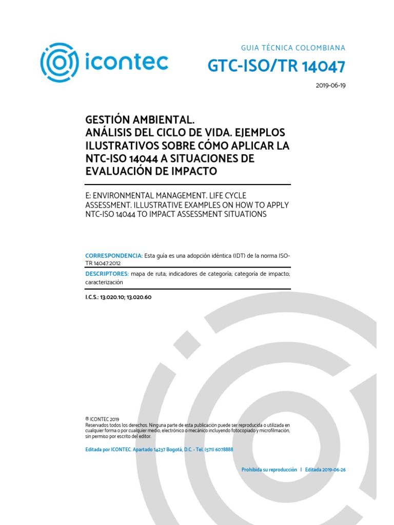 NTC Iso TR 14047 2019 | PDF | Evaluación del ciclo de vida | Entorno ...
