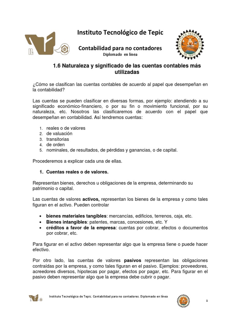 Naturaleza de Las Cuentas Contables | PDF | Bancos | Contabilidad
