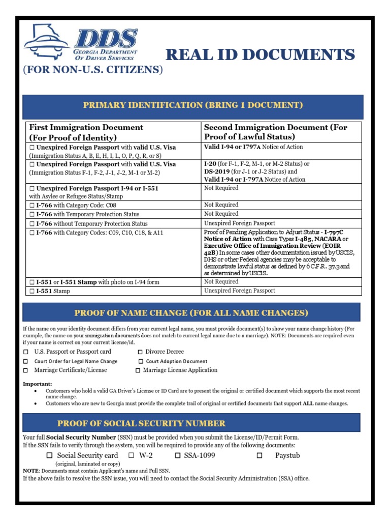 Real ID Non-U.S. Citizens Checklist 5262021 | PDF | Identity Document ...