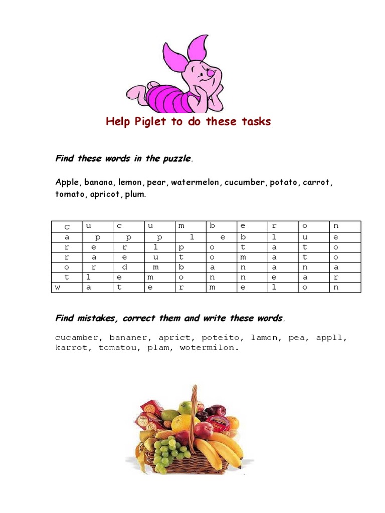 Help Piglet To Do These Tasks | PDF
