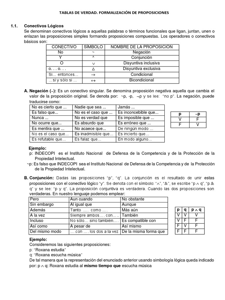 Tablas de Verdad Valoración de Proposiciones | PDF | Proposición | Si y solo si
