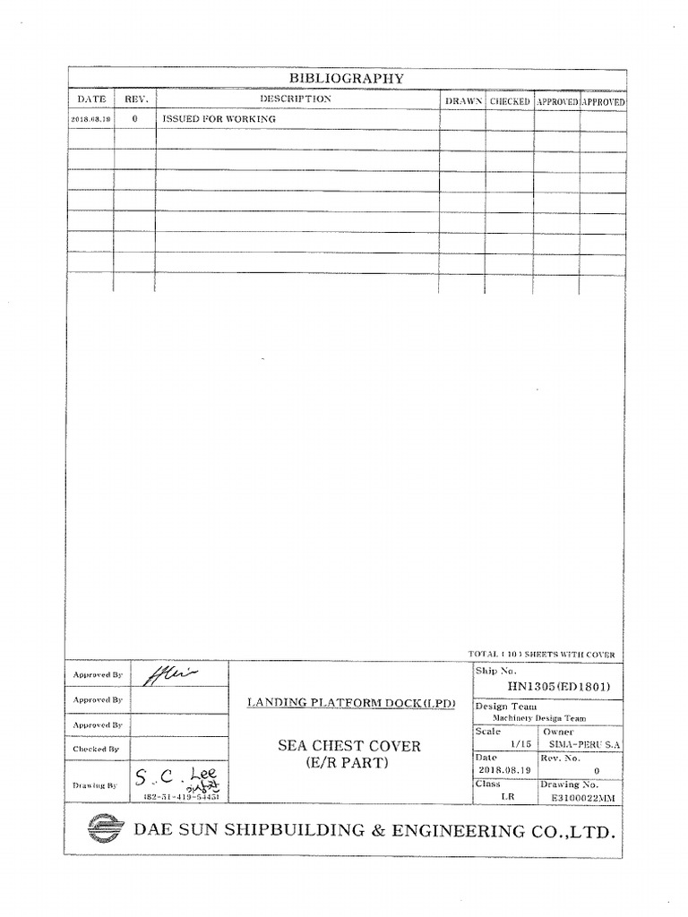 Ed1801 - Inst & MFG - DWG - of - Sea - Chest - Cover - (Er & Aux - R ...