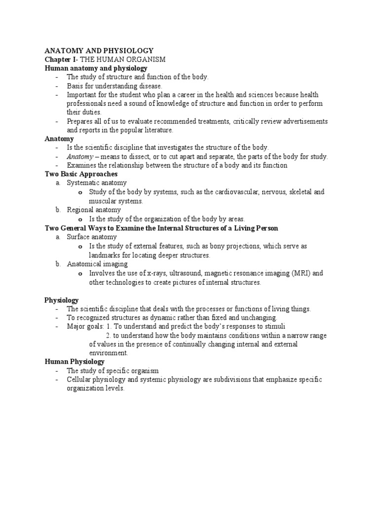ANATOMY AND PHYSIOLOGY Summary | PDF | Epithelium | Rna
