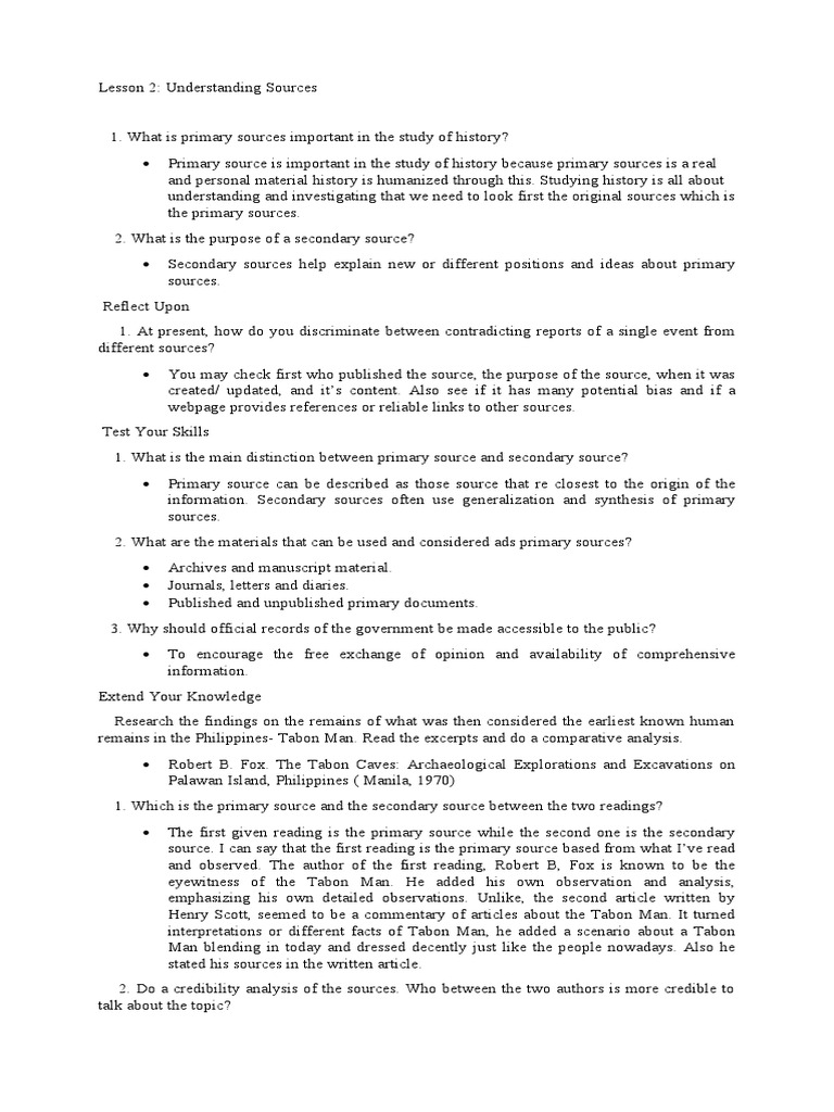 Lesson 2 Reading | PDF | Primary Sources | Cognition