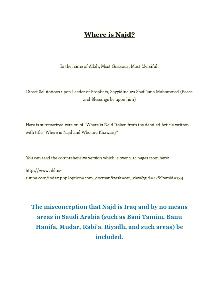 Where Is Najd (Summarized and Shorter Version) Reviewed | PDF ...