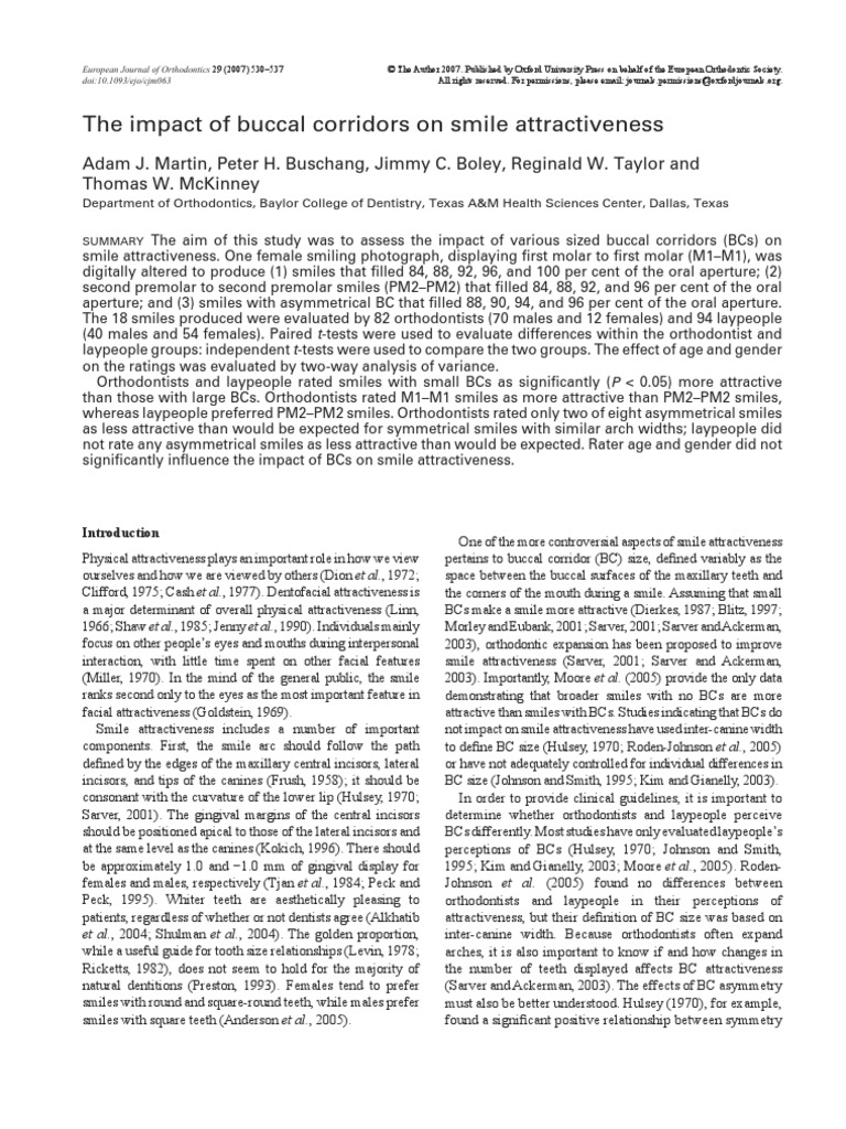The Impact of Buccal Corridors On Smile Attractiveness | PDF ...