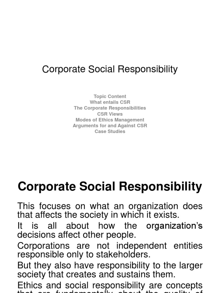 Corporate Social Responsibility Notes | PDF | Corporate Social ...
