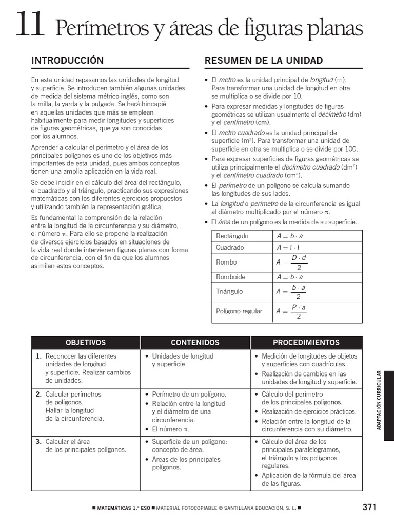 Unidad 11 Perimetros y Areas de Figuras Planas | PDF | Unidades de ...