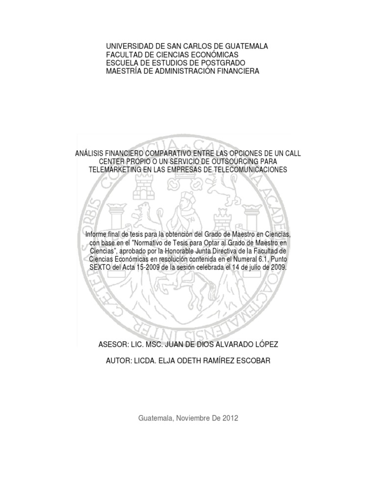 Tesis - Usac | Descargar gratis PDF | Outsourcing | Marketing