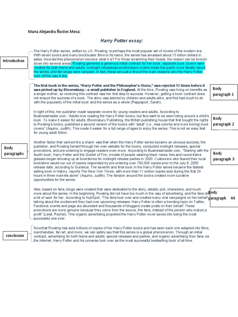 Harry Potter Essay:: Maria Alejandra Ñustes Mesa | PDF | Harry Potter ...