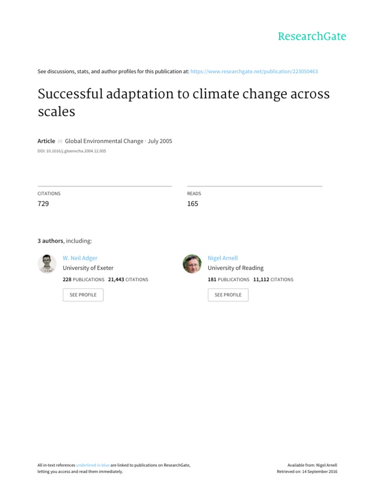 Successful Adaptation To Climate Change Across Sca | PDF | Climate ...