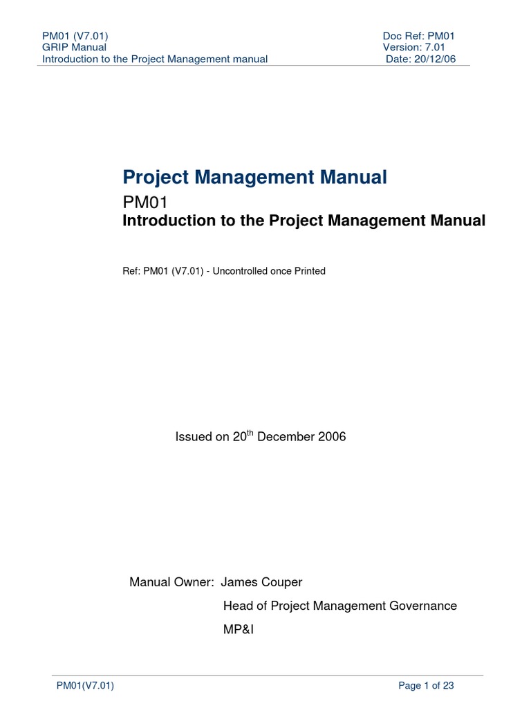 Project Management Manual | PDF | Project Management | Life Cycle ...