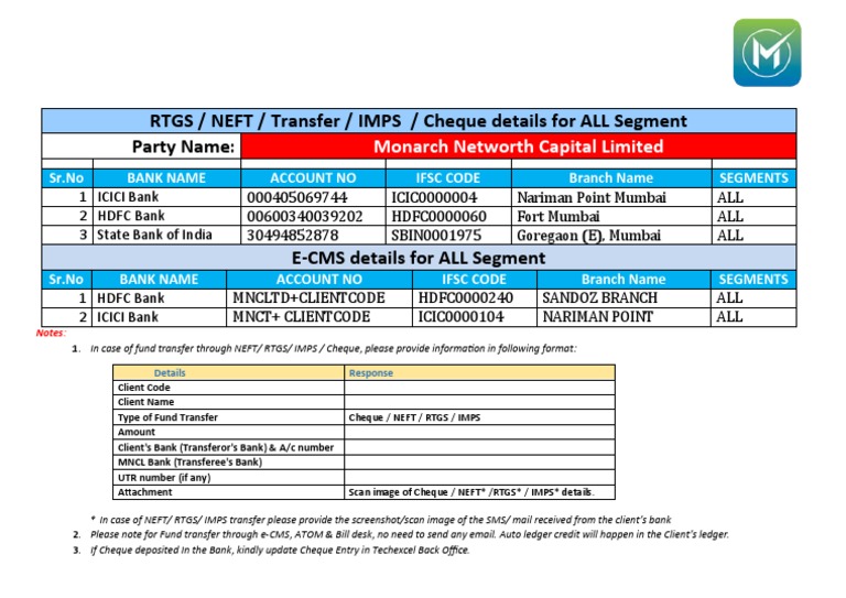 MNCL - ALL - BankDetails | PDF | Banks | Cheque