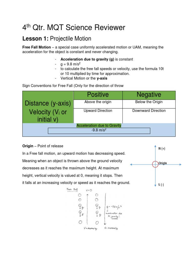 Projectile Motion Reviewer | PDF | Projectiles | Momentum