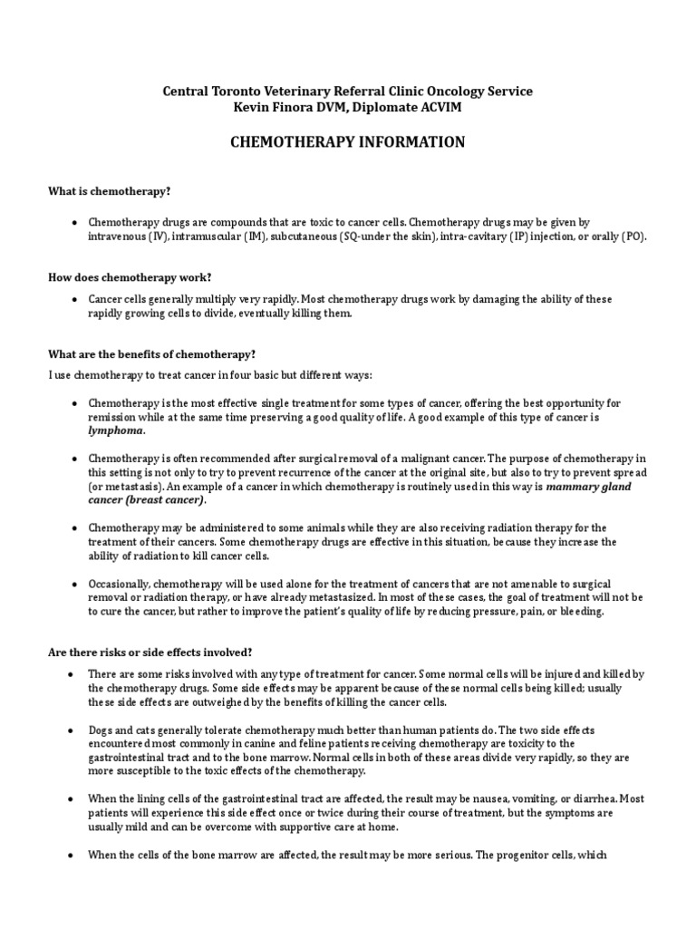 Chemotherapy Information: Central Toronto Veterinary Referral Clinic ...