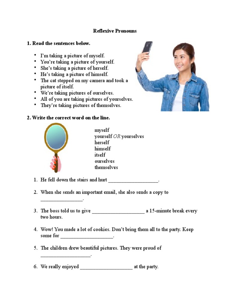 Reflexive Pronouns 1. Read The Sentences Below | PDF | Language Arts ...