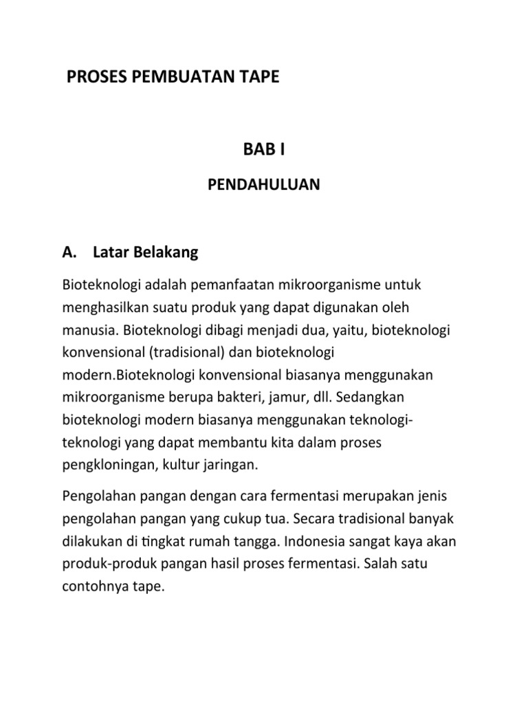 Proses Pembuatan Tape | PDF