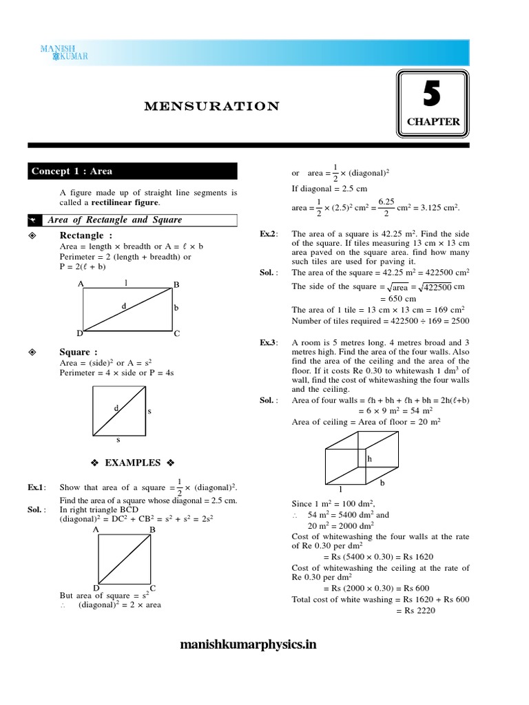 Mensuration | PDF | Area | Rectangle