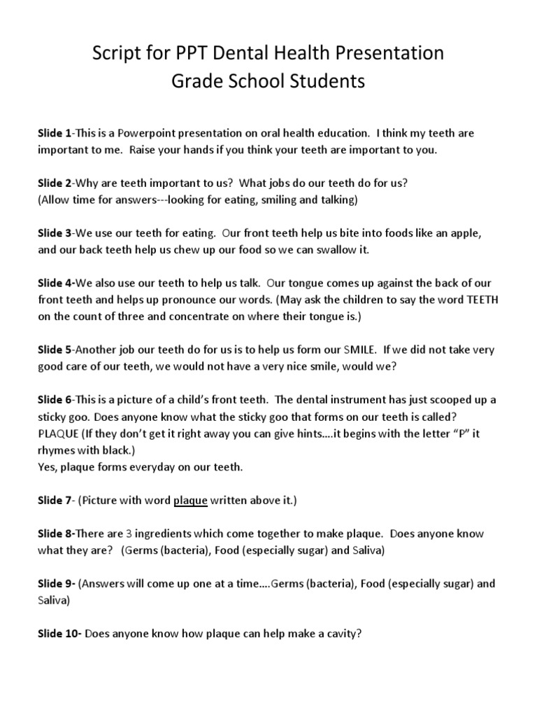 Script For | PDF | Dentistry | Mouth