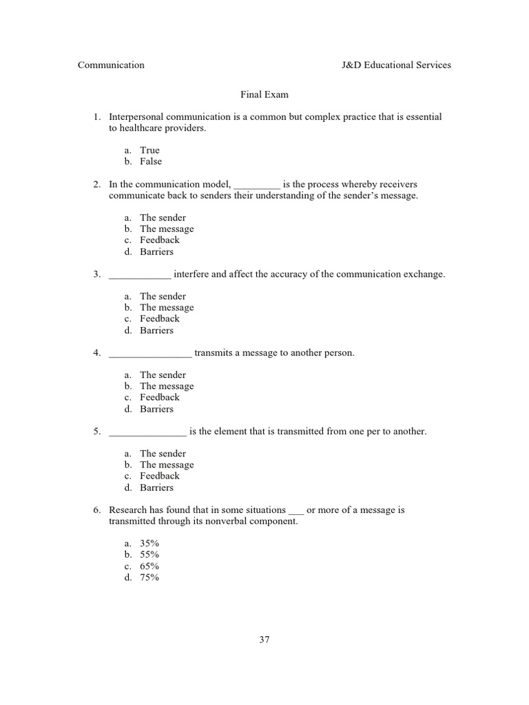 اسئلة Communication Skills in Pharmacy Practice | PDF | Communication ...