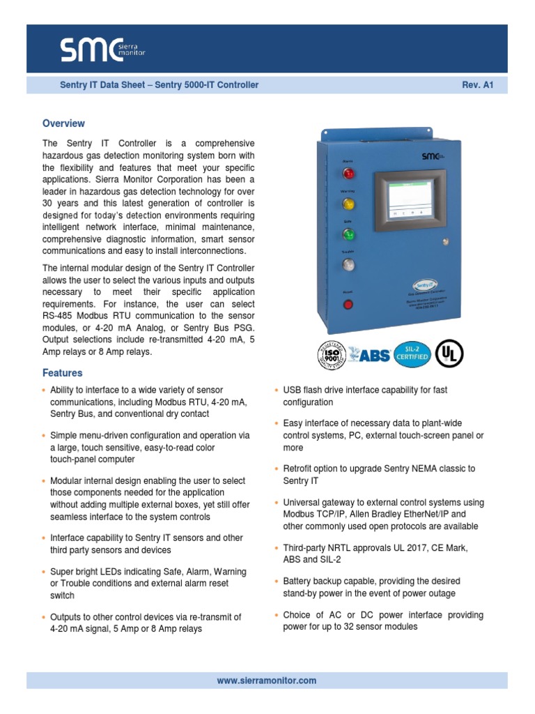 Sentry IT Data Sheet - Sentry 5000-IT Controller Rev. A1 FS-B3512-05 ...