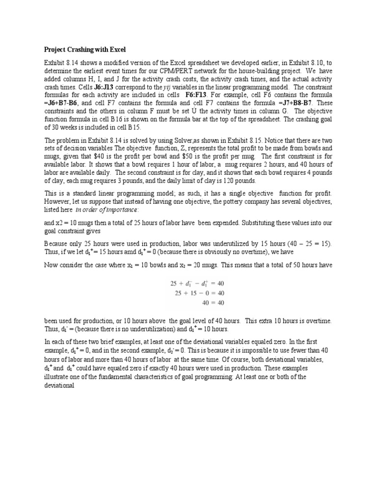 Project Crashing With Excel | PDF | Spreadsheet | Theoretical Computer Science