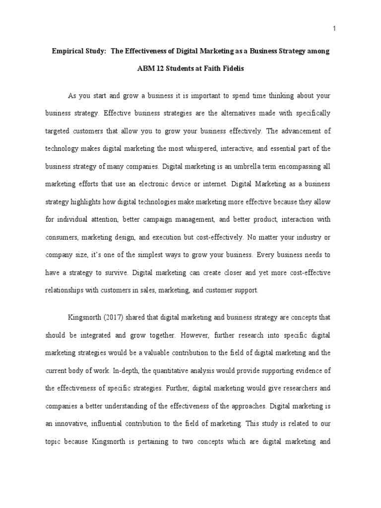 Empirical Study: The Effectiveness of Digital Marketing As A Business ...