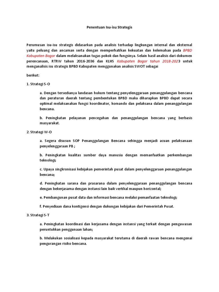 Contoh Isu Strategis Bencana | PDF