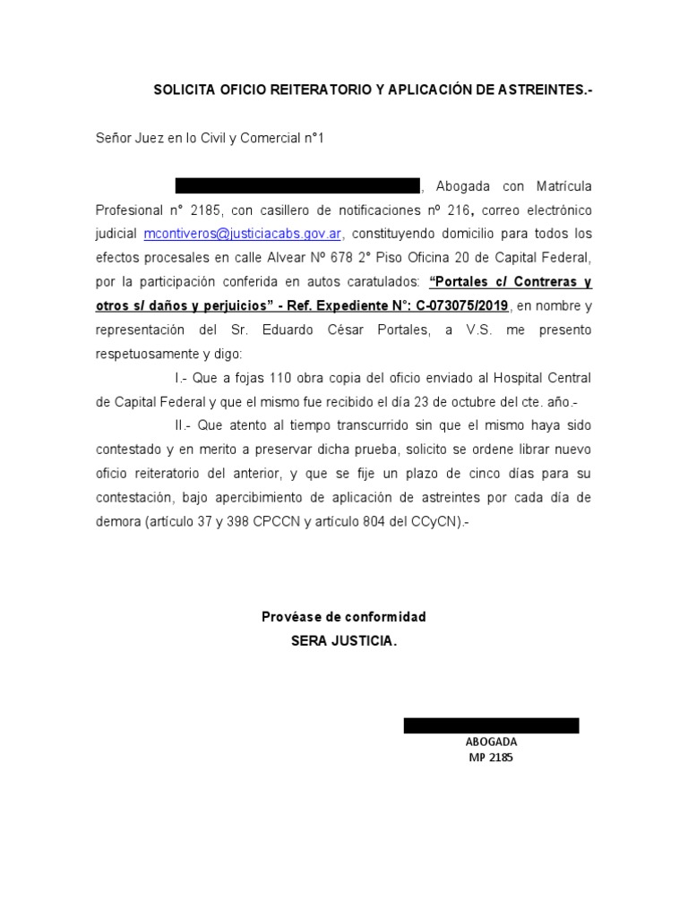 Ceci Ontiveros - Actividad 10.a - Solicita Oficio Reiteratorio Con Apercibimiento | PDF