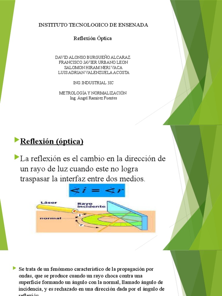 Reflexion Optica | PDF | Reflexión (Física) | Espejo