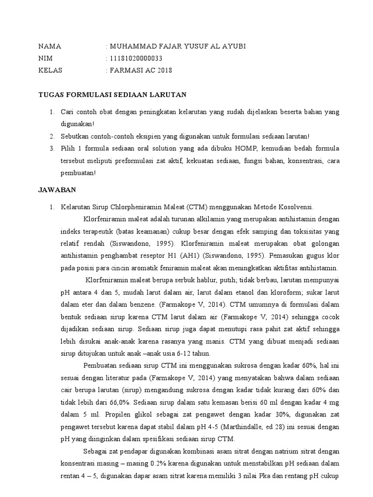 Formulasi Sirup CTM untuk Anak | PDF | Kesehatan Holistik