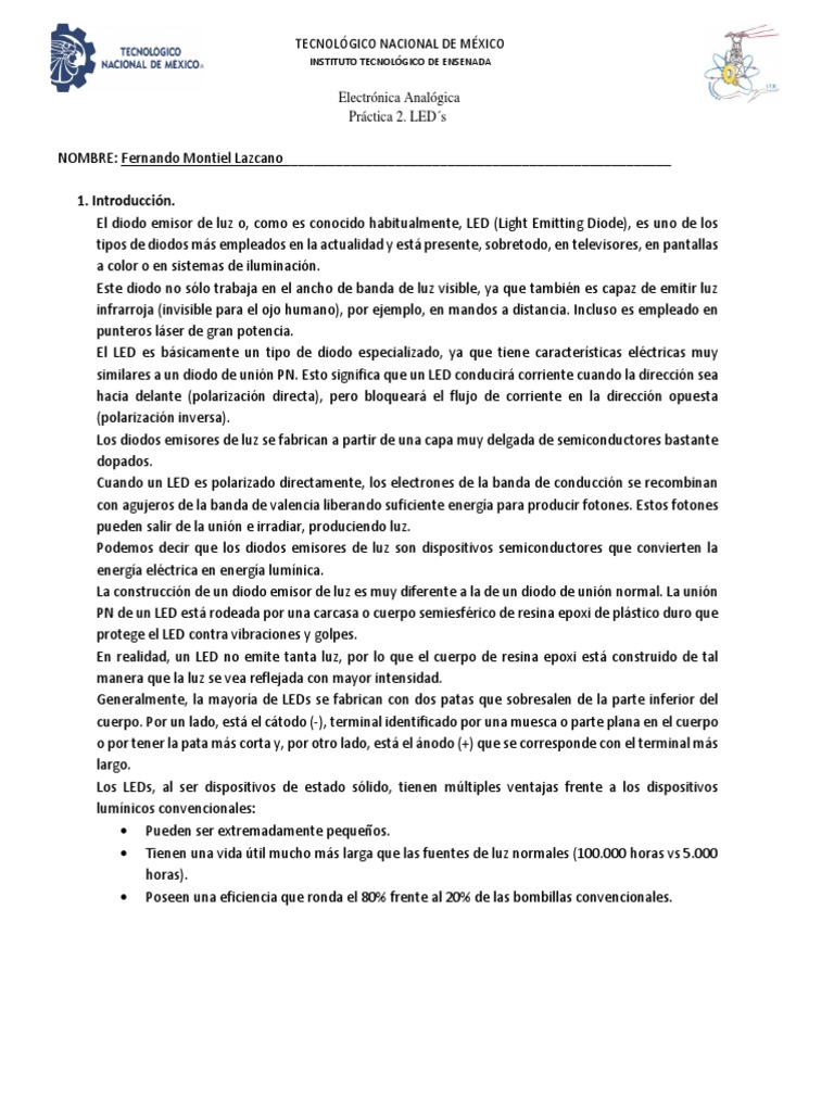 Polaridad y Circuitos de Diodos LED | PDF | Diodo emisor de luz | Diodo