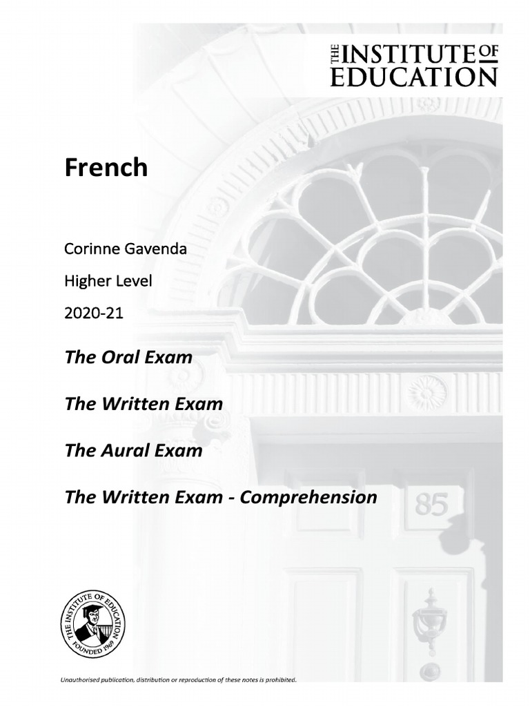 French LC Notes Oral-Written-Aural | PDF | Test (Assessment) | Grammar