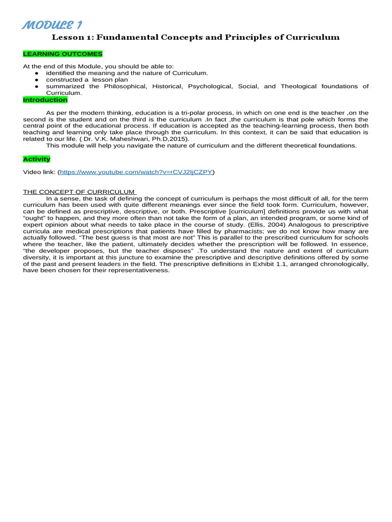 (Template) Elements of Curriculum | PDF | Curriculum | Teachers