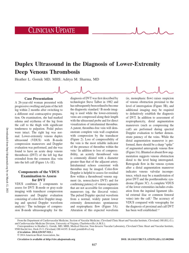 Duplex Ultrasound in The Diagnosis of Lower-Extremity DVT | PDF ...