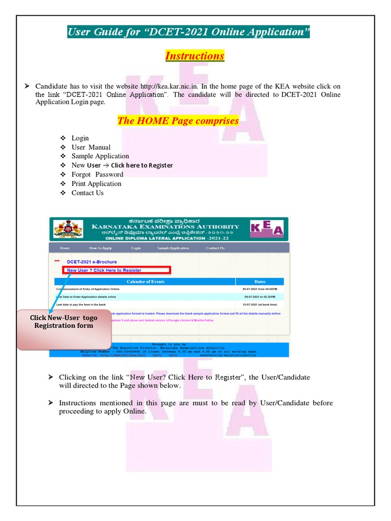 User Guide For "DCET-2021 Online Application": Instructions | PDF ...